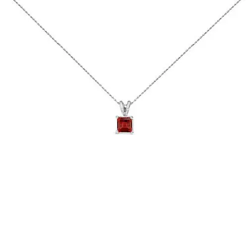 HAUS OF BRILLIANCE 14k Gold Gemstone Solitaire Pendant Necklace - Red Garnet | White